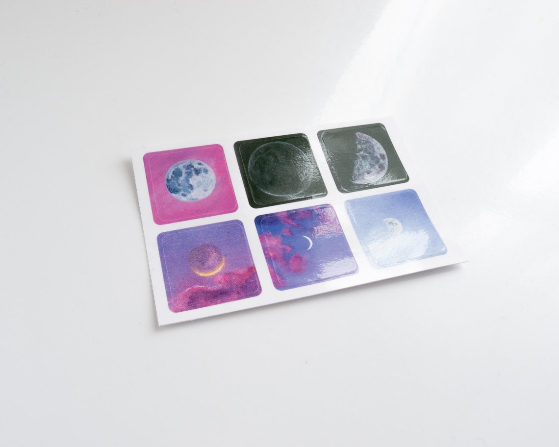 Moon Sticker Sheet Mini Sticker Sheet Moon Phases - Etsy