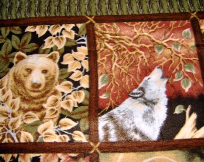 Wolf Bear Deer Autumn Fleece Throw Blanket - Etsy