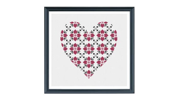 Geometric Heart Cross Stitch Pattern PDF Instant Download | Etsy