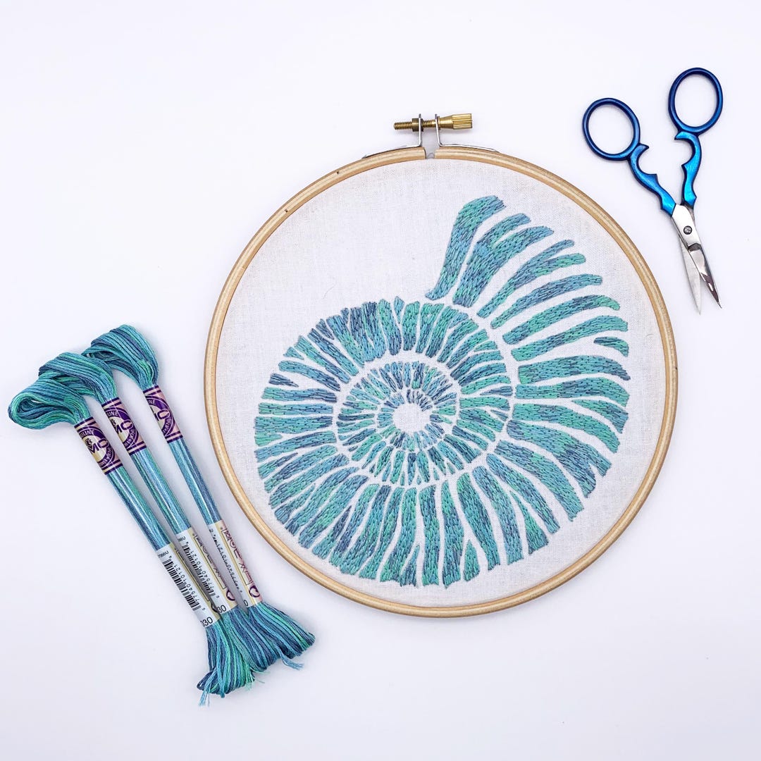 Ammonite Embroidery Kit | Nautilus Shell Hand Embroidery Kit | Nature ...