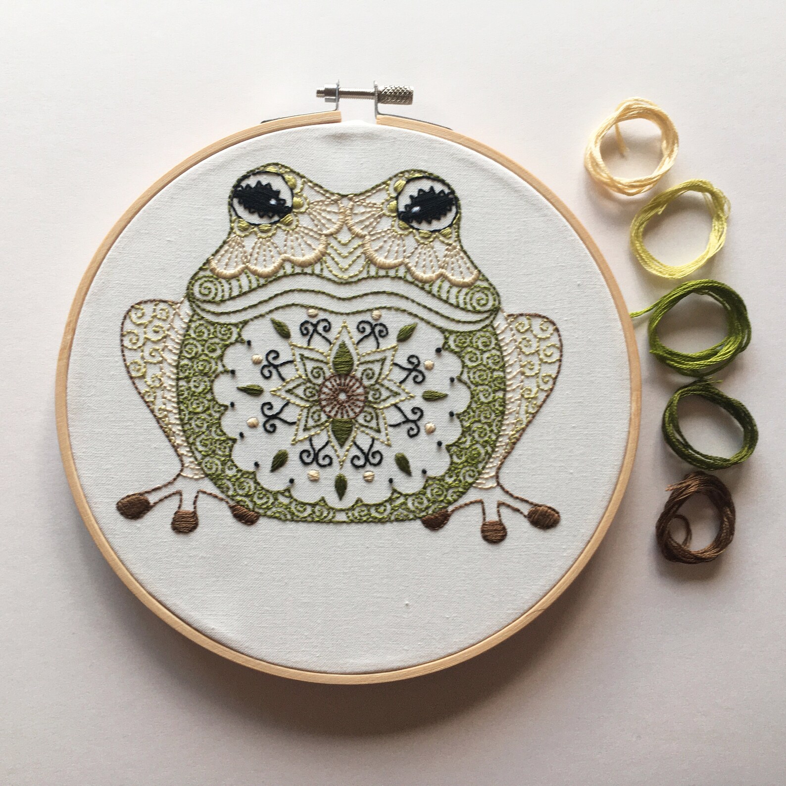 Frog Embroidery Pattern Pre-printed Fabric for Embroidery | Etsy