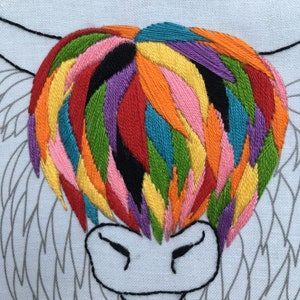 Highland Cow Embroidery Pattern - Pre-printed Fabric for Embroidery - Etsy