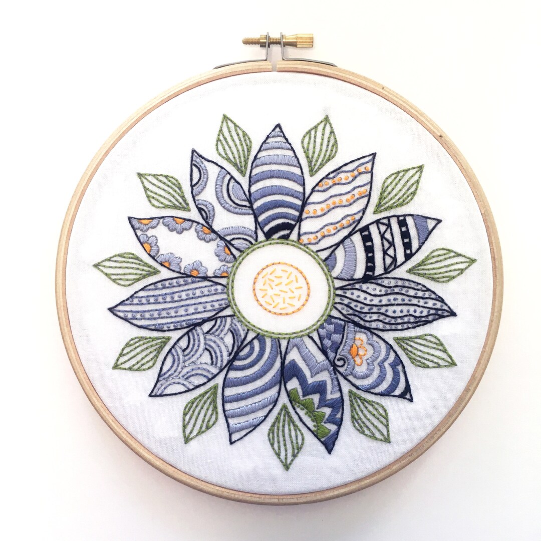 Flower Embroidery Pattern - Pre-printed Fabric for Embroidery - Etsy