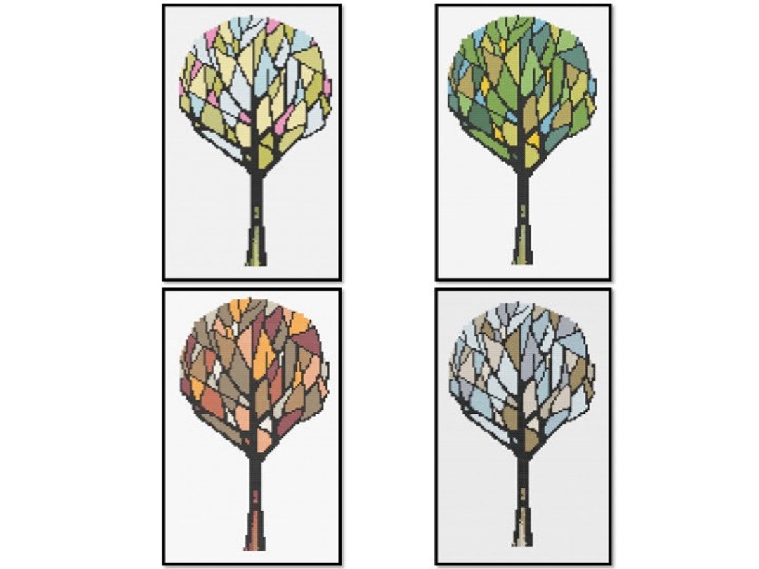4 Seasons Tree Cross Stitch Pattern PDF - Set of Four ** Instant ...