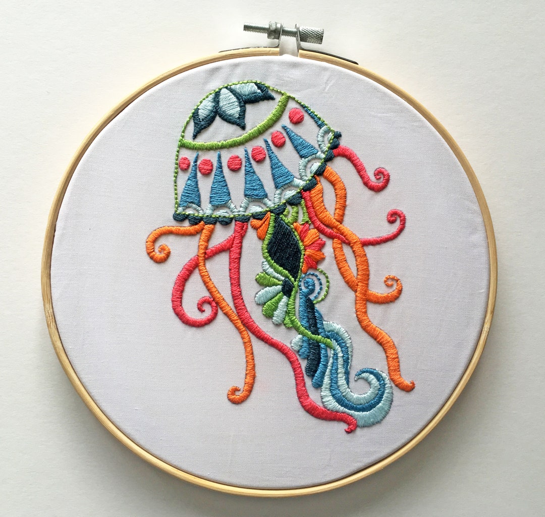 Jellyfish Embroidery Pattern - Pre-printed Fabric for Embroidery - Etsy