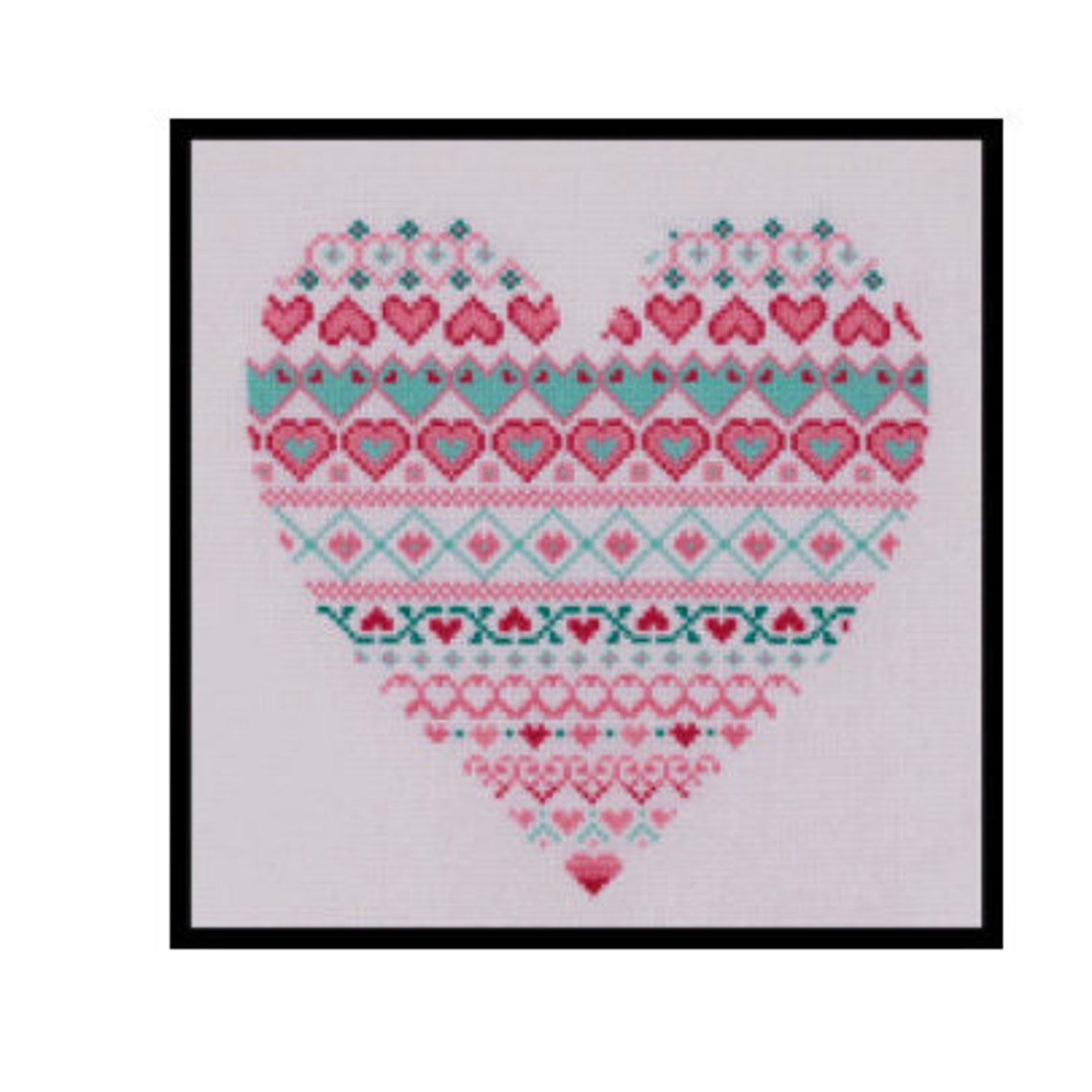 Hearts Cross Stitch Pattern PDF Instant Download | Etsy