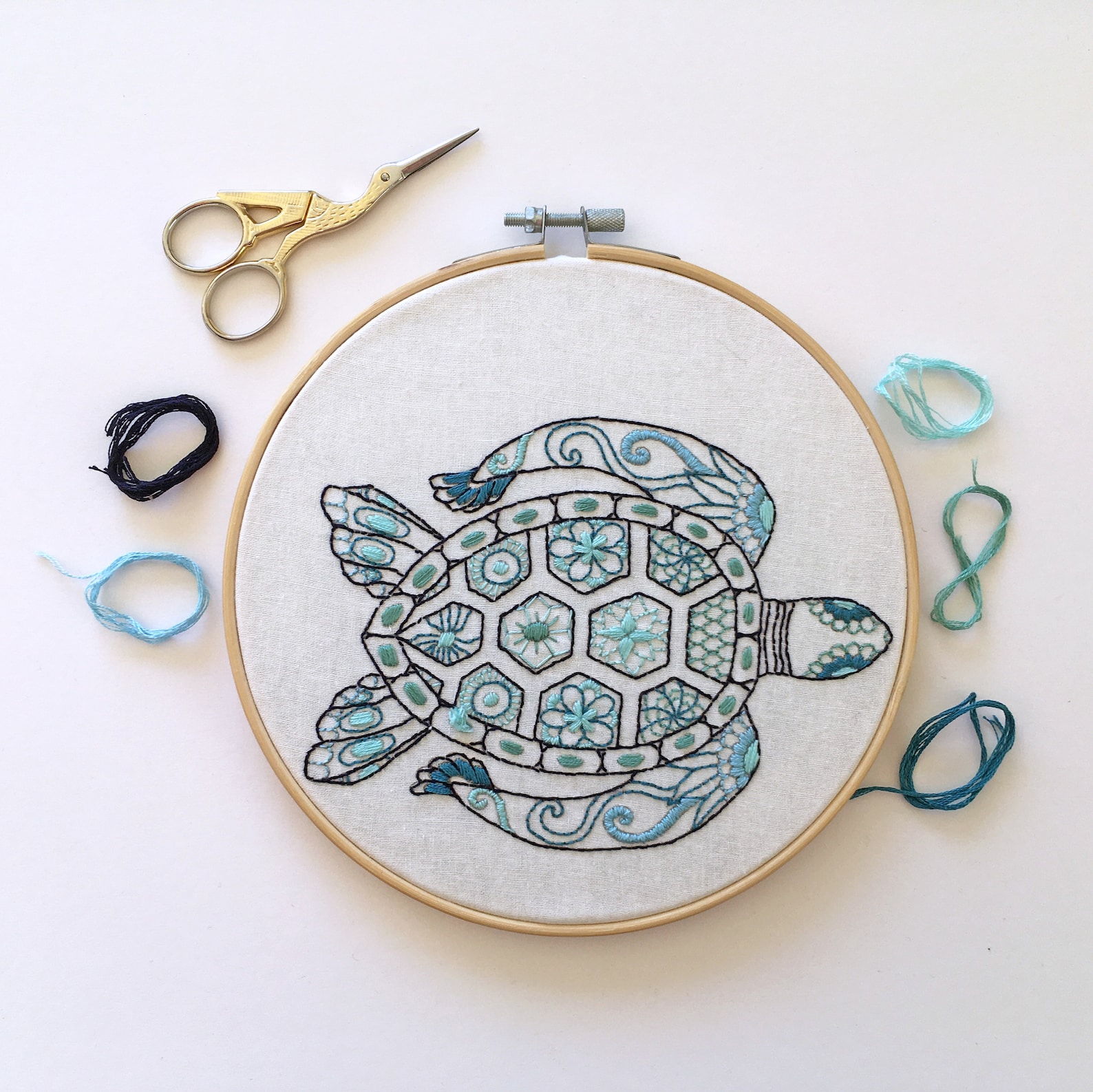 Turtle Embroidery Pattern Pre-printed Fabric for Embroidery - Etsy