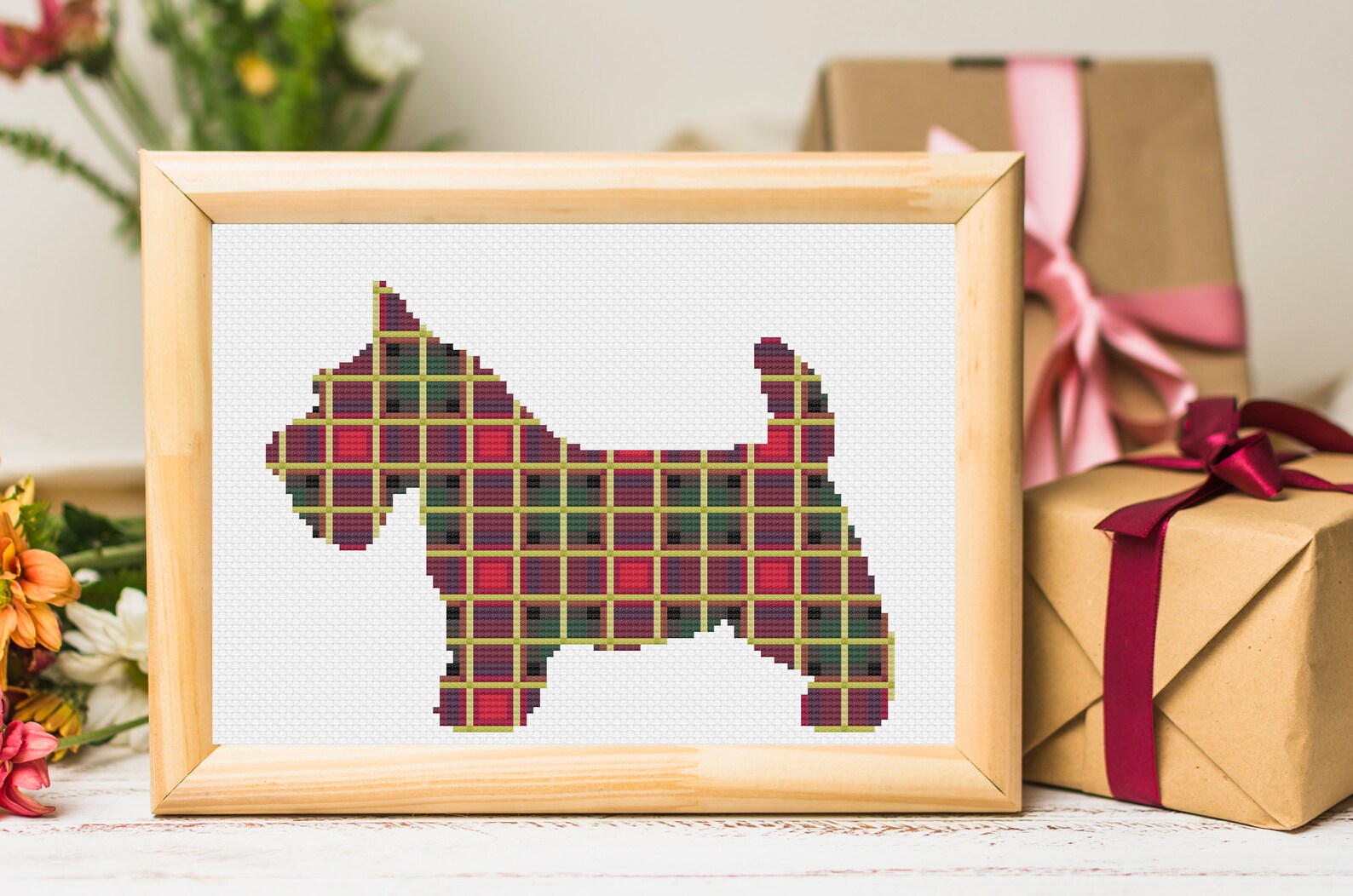 Tartan Scottie Dog Cross Stitch Pattern PDF ** Instant Download ** - Etsy