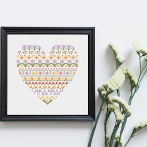 Spring Flower Heart Cross Stitch Pattern PDF ** Instant Download ** - Etsy