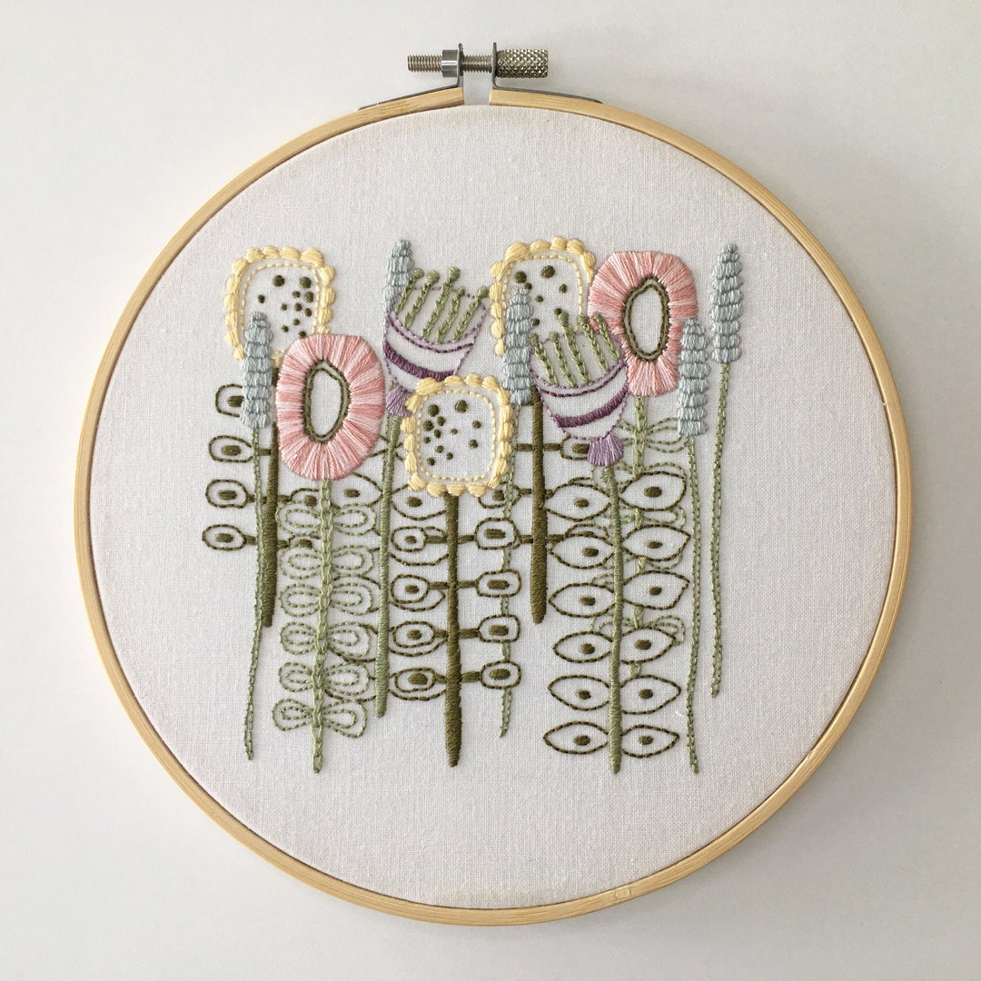 Floral Embroidery Pattern - Pre-printed Fabric for Embroidery - Etsy