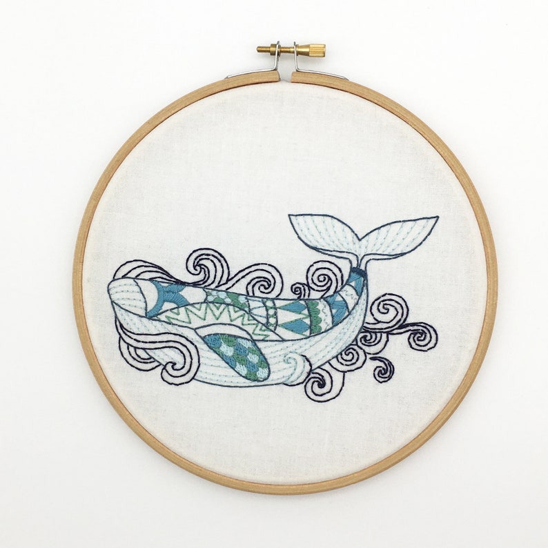 Whale Embroidery Pattern - Pre-printed Fabric for Embroidery - Etsy