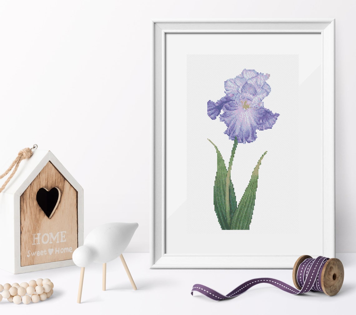 Iris Cross Stitch Pattern PDF ** Instant Download **, Flower Cross ...