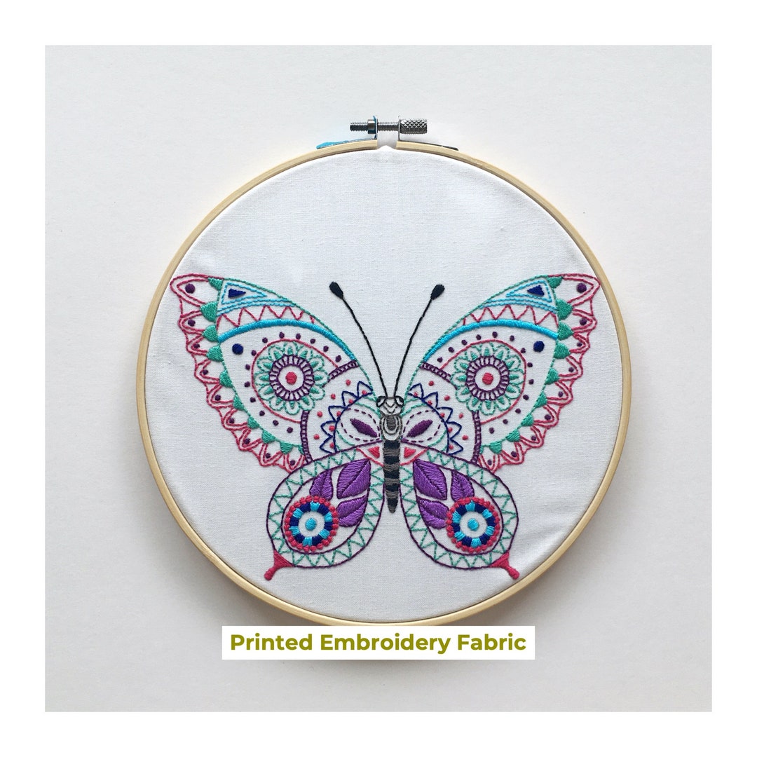Butterfly Embroidery Pattern - Pre-printed Fabric for Embroidery - Etsy