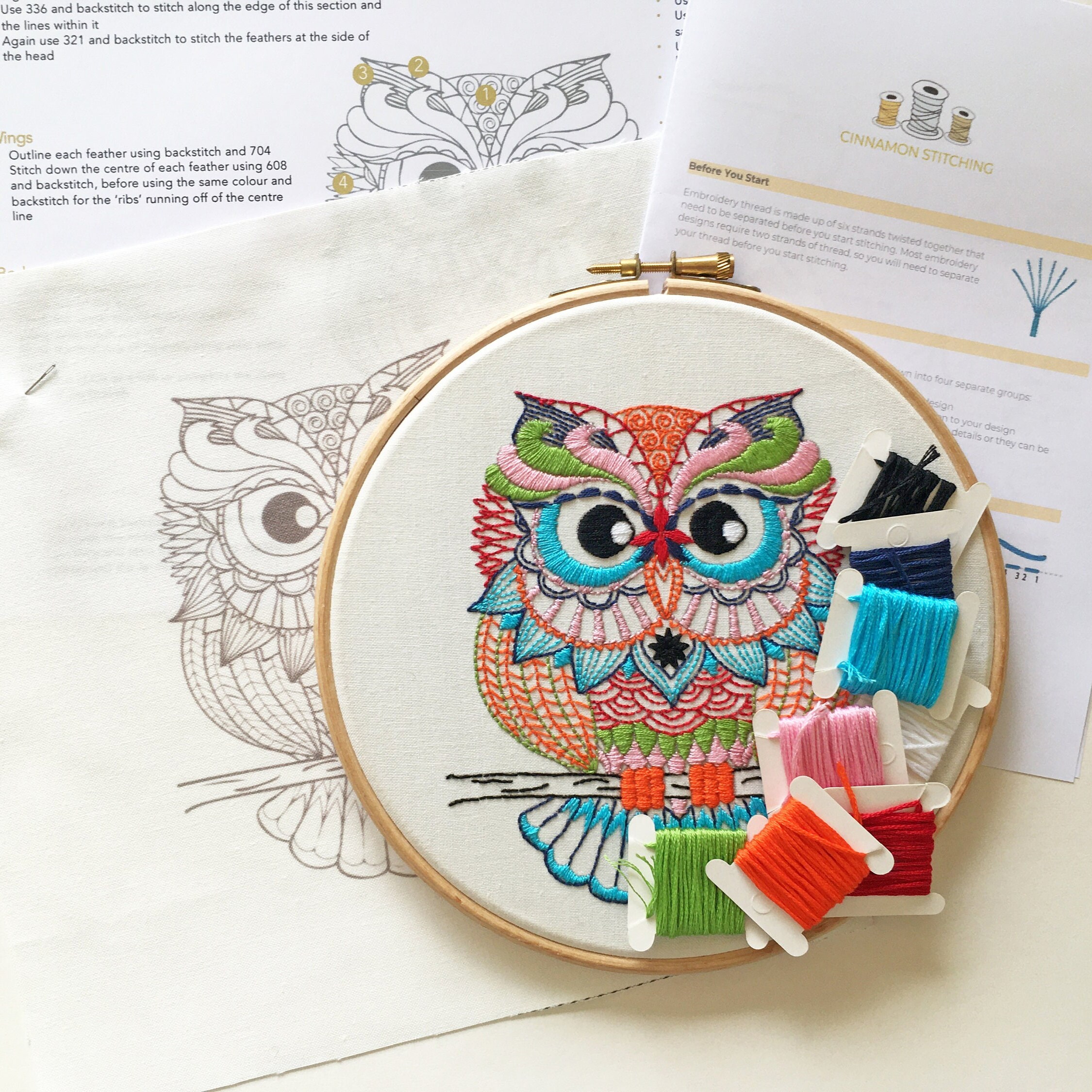 Owl Embroidery Pattern - Pre-printed Fabric for Embroidery - Etsy