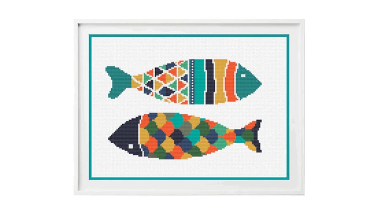 Fish Cross Stitch Pattern PDF - Folk Art Cross Stitch Fish - Etsy UK