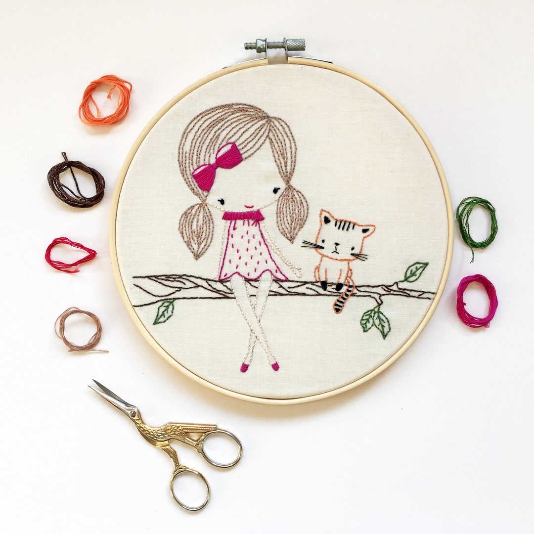 Embroidery Kit Me and Kitty Hand Embroidery - Etsy UK