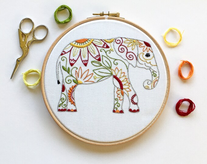 Elephant Embroidery Kit Embroidery Kit DIY Embroidery Kit Beginner ...