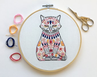 Cat Embroidery Etsy