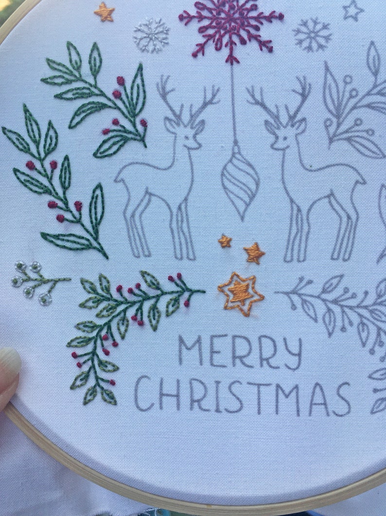 Christmas Embroidery Kit Merry Christmas Hand Embroidery | Etsy