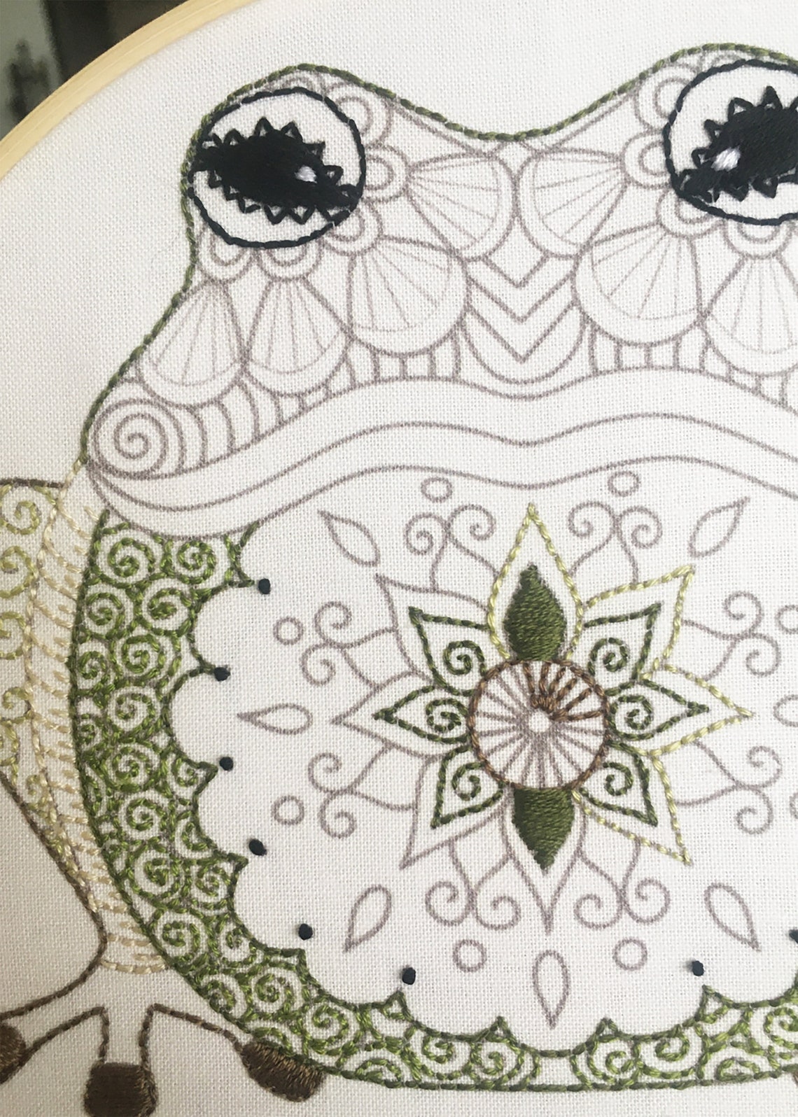 Frog Embroidery Pattern Pre-printed Fabric for Embroidery | Etsy