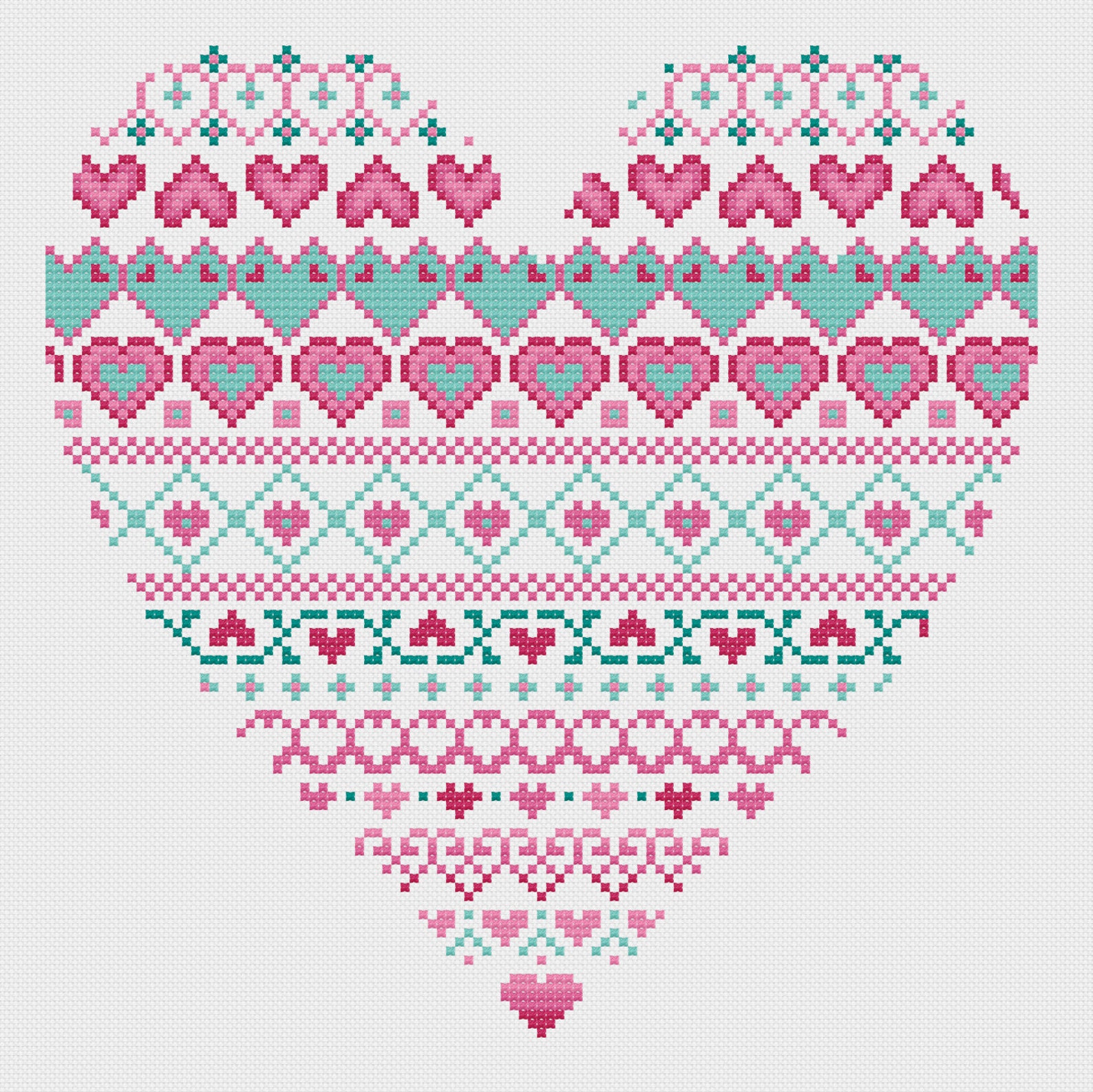 Hearts Cross Stitch Pattern PDF Instant Download | Etsy