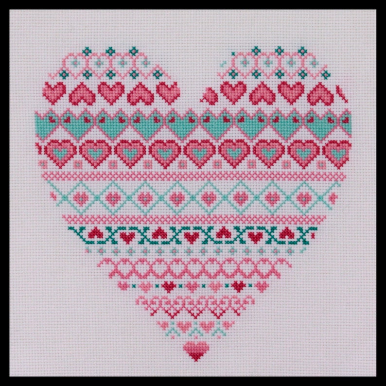 Hearts Cross Stitch Pattern PDF Instant Download - Etsy Australia