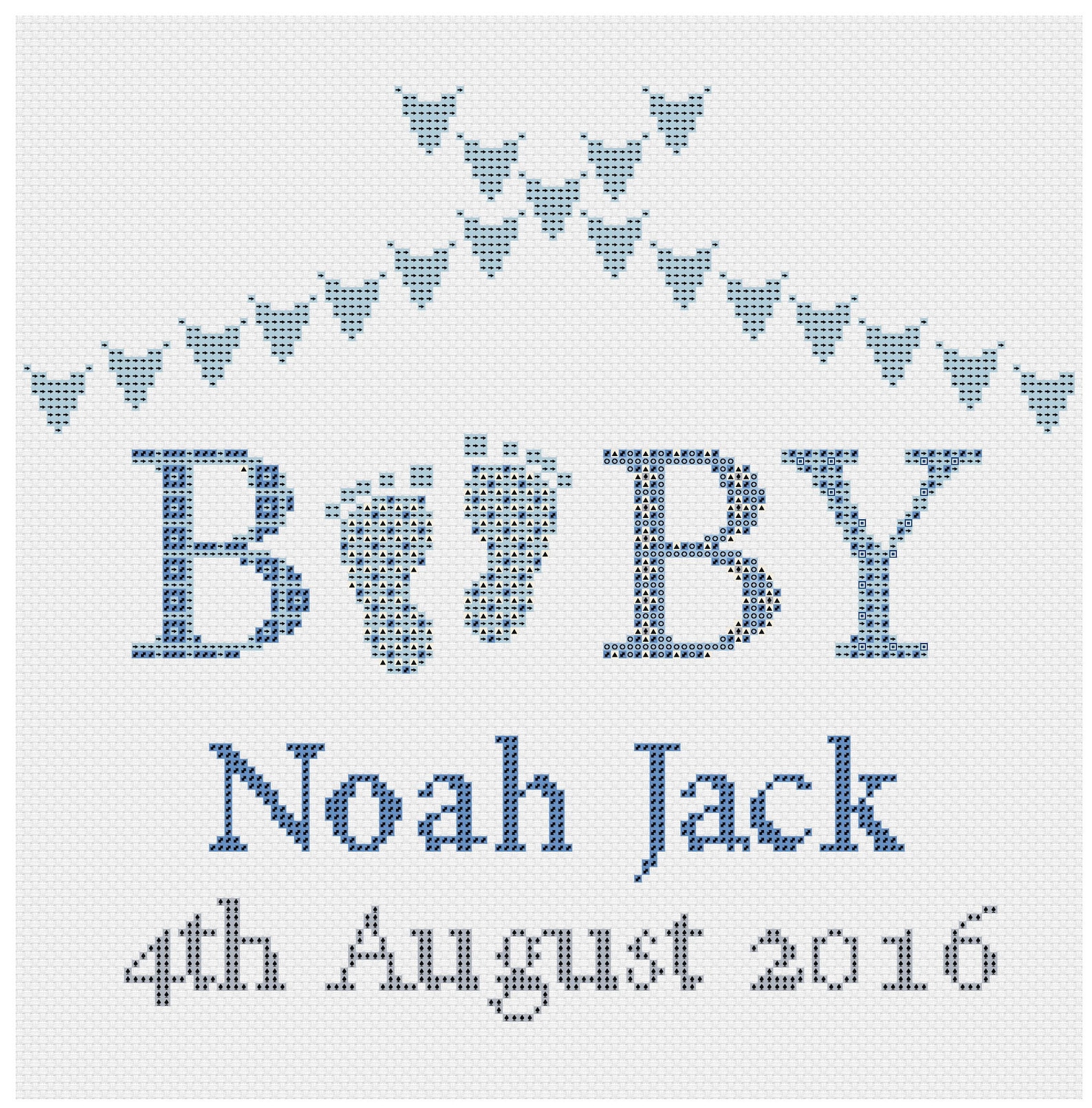 Cross Stitch Baby Birth Sampler Birth Announcement Bunting - Etsy