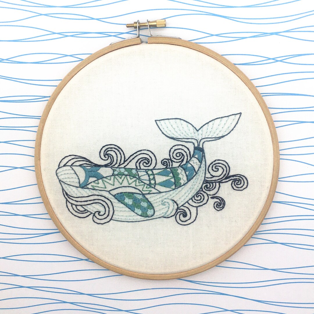Whale Embroidery Pattern - Pre-printed Fabric for Embroidery - Etsy