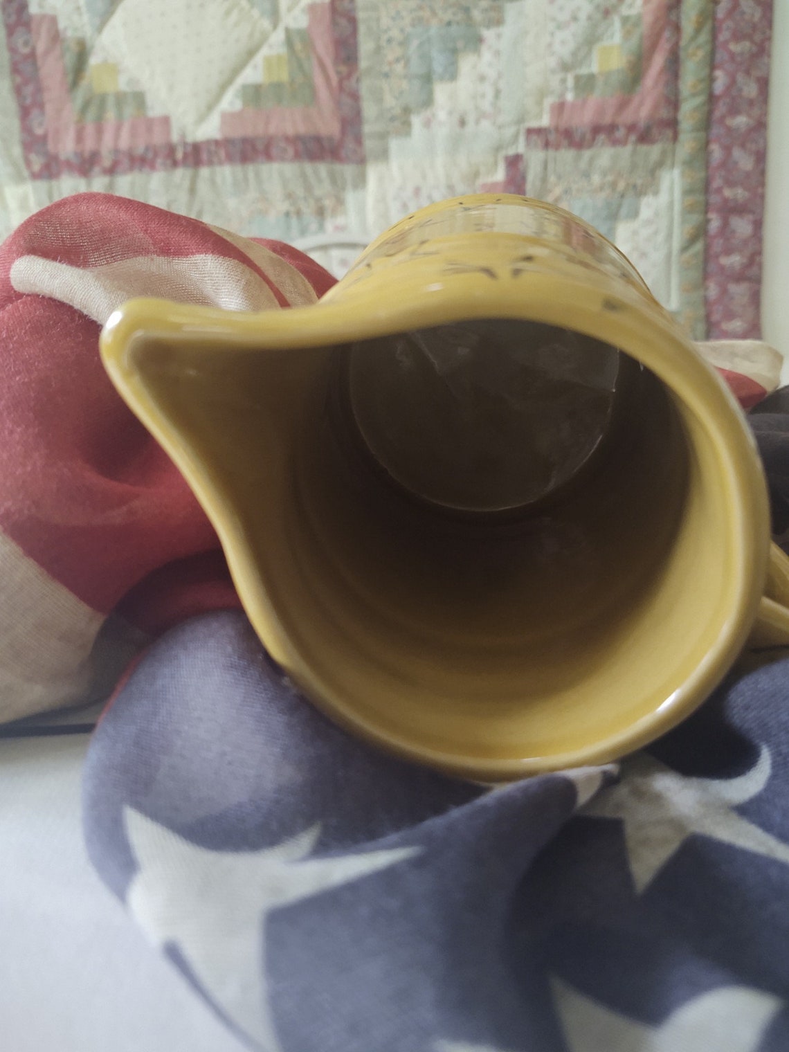 Mustard Americana Pottery Pitcher Thewarehouseshelf Mustard Americana ...