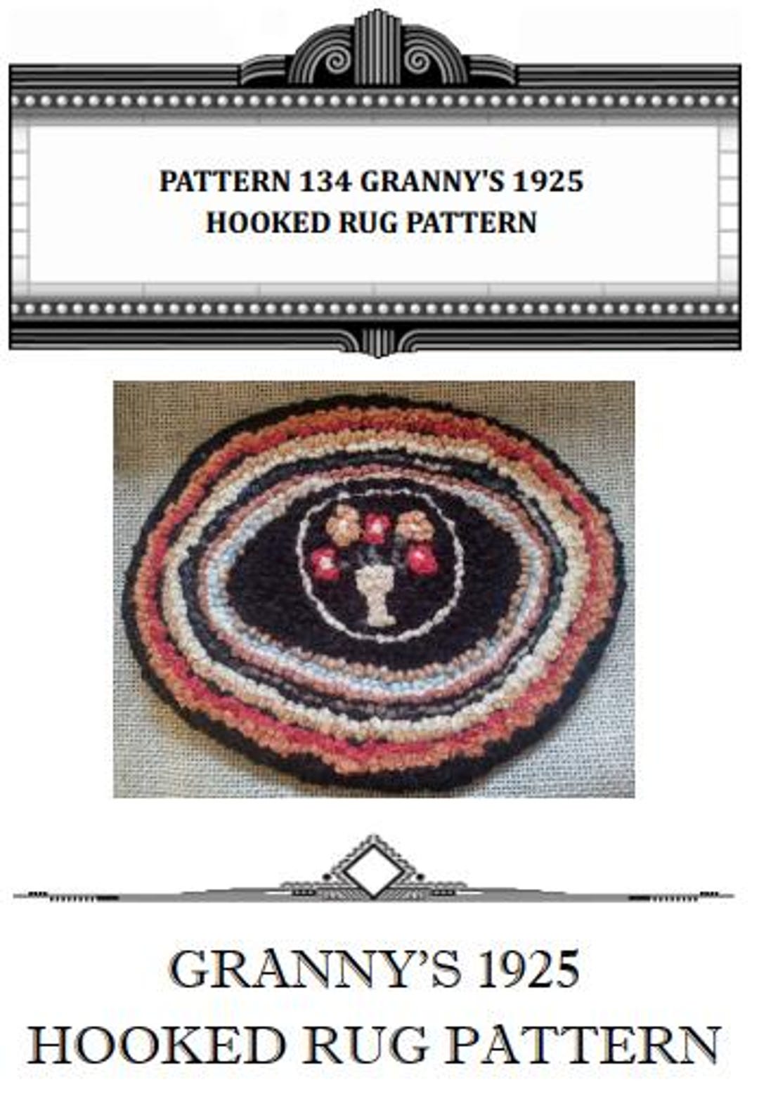 Hooked Rug Granny PDF Pattern the Warehouseshelf Hooked Rug Granny PDF ...