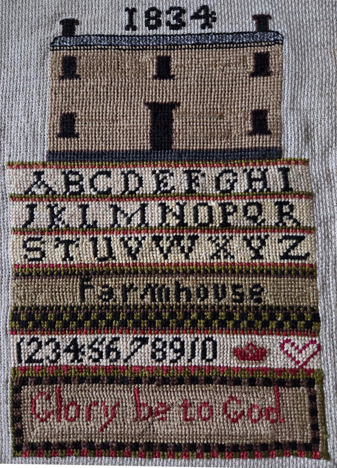 Sampler 1834 Farmhouse Cross Stitch Thewarehouseshelf Farmhouse Sampler ...