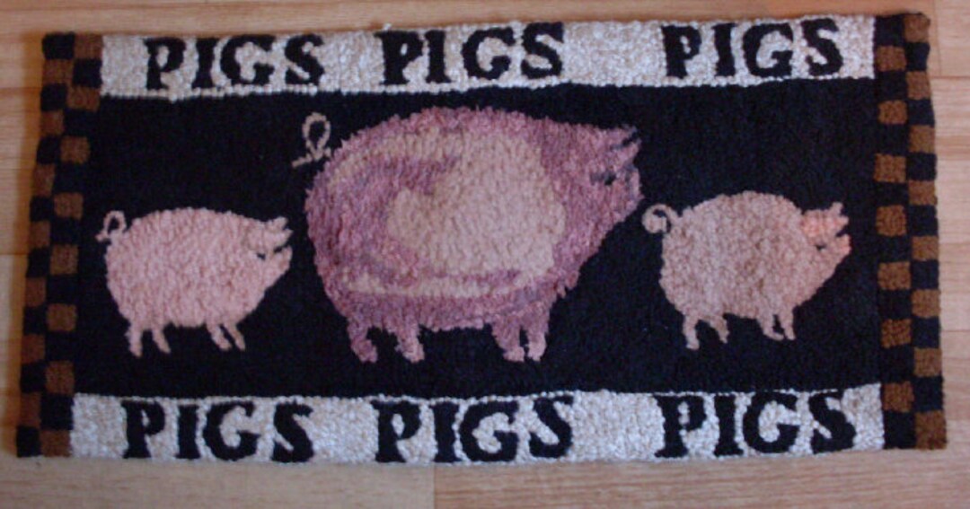 Hooked Rug Punch Rug 3 Pigs Thewarehouseshelf Hooked Rugs PDF Pattern ...