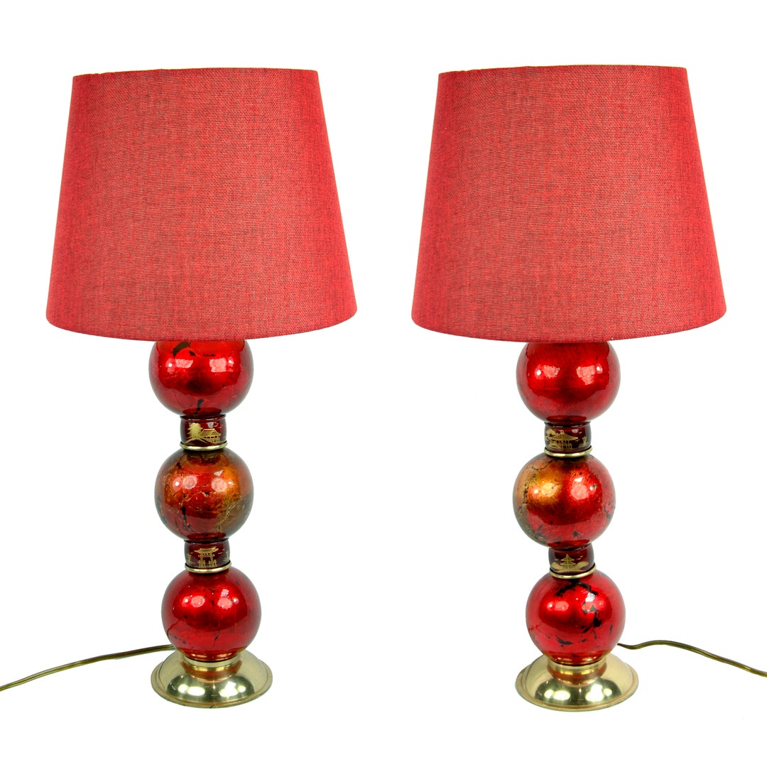 Recycled Red Balls Table Lamp pair - Etsy