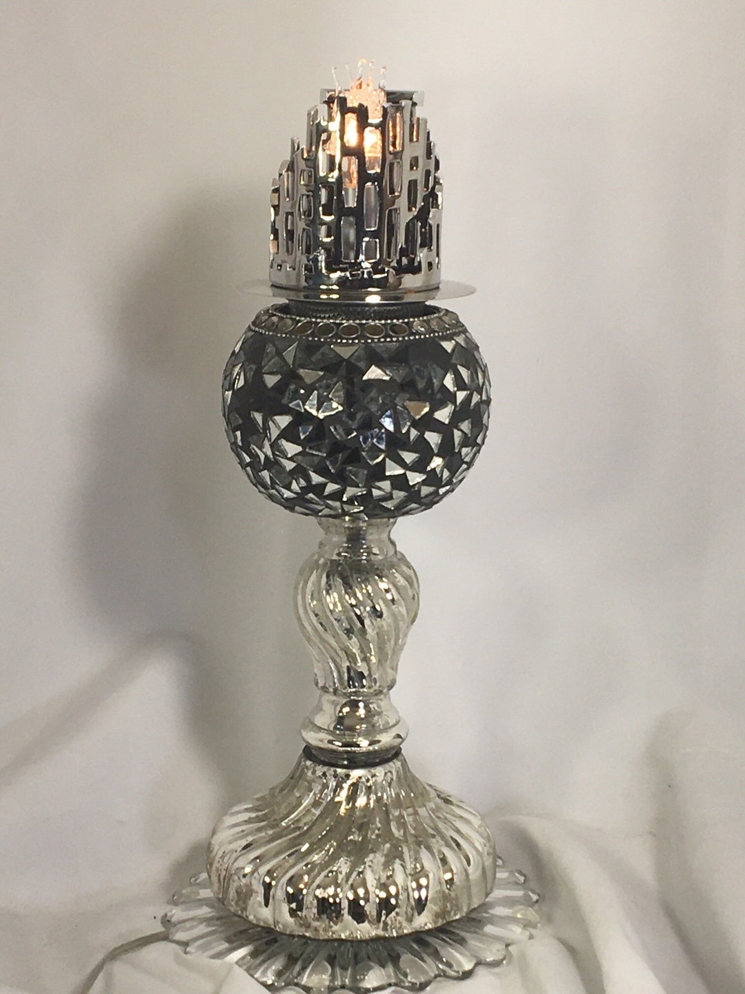 Handmade Recycled Small Mercury Glass Lamp (broken Series) - Etsy
