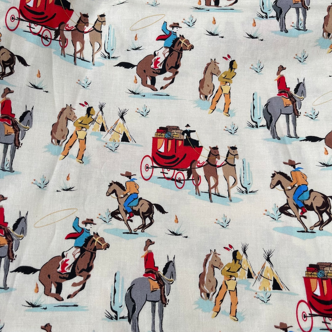 Cowboy Country by Riley Blake Cowboy Themed Print With Horses and ...