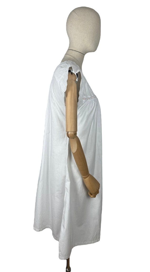 Antique Edwardian Crisp White Cotton Shift with Brode… - Gem