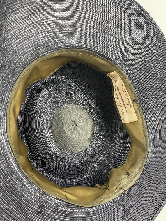 Original 1940's Dark Blue Lacquered Straw Hat with Ne… - Gem