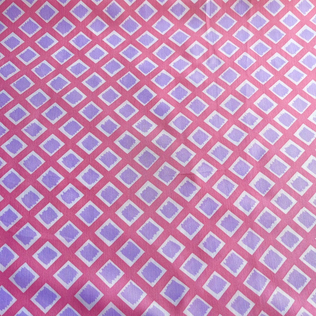 Original 1940's Pink Floppy Cotton Dressmaking Fabric With Check in ...