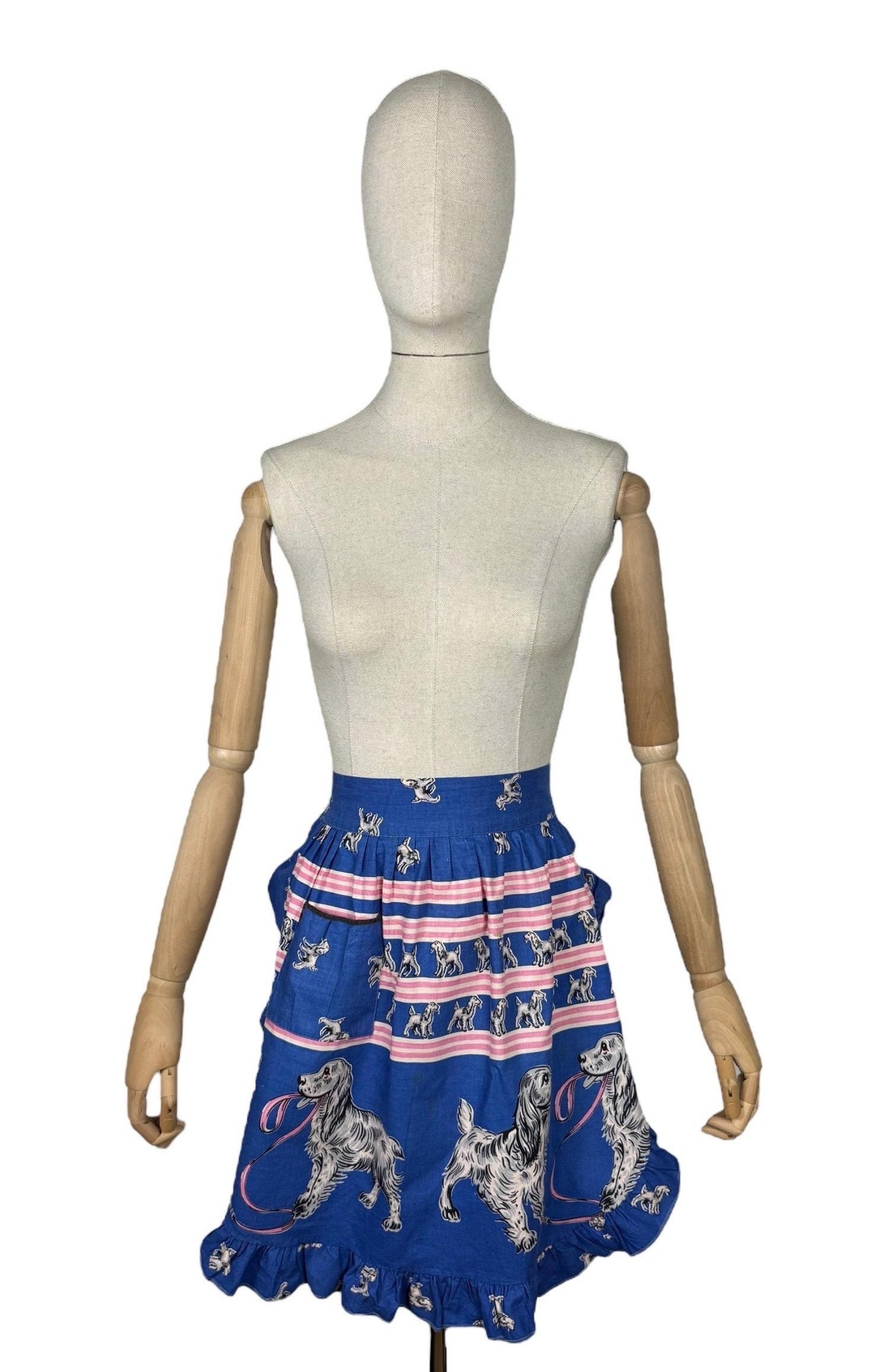 Original 1950's Bright Cotton Novelty Print Frilly Pinny With Spaniel ...