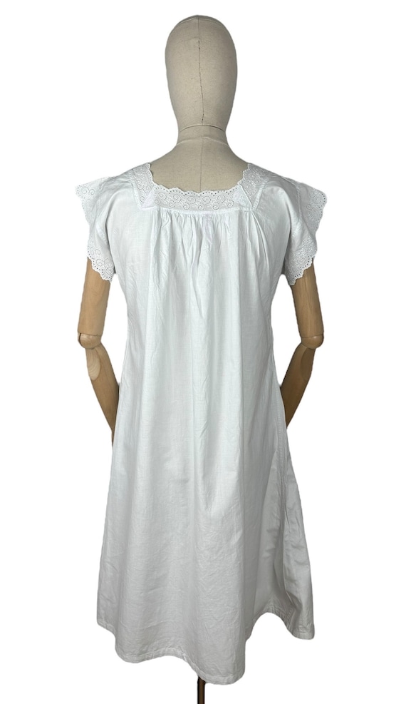 Antique Edwardian Crisp White Cotton Shift with Brode… - Gem