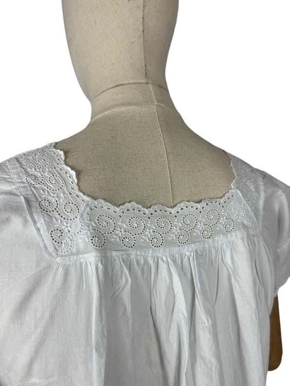 Antique Edwardian Crisp White Cotton Shift with Brode… - Gem