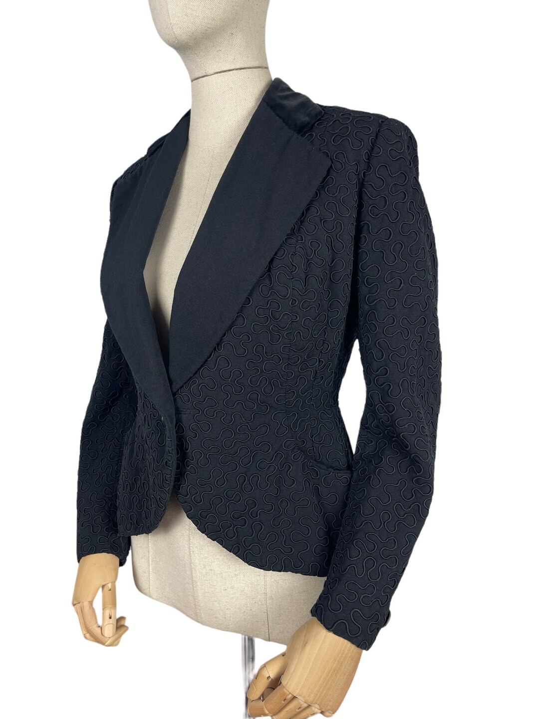 Original 1940's Crayson Model Black Fitted Jacket Covered Entirely in ...