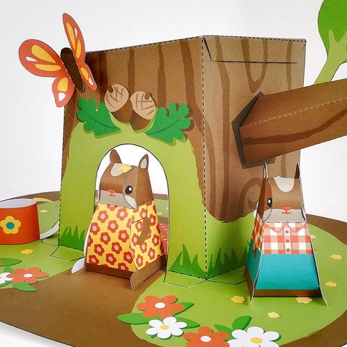 DIY Paper Toy Squirrel Playset DIY Papercraft Kit Treehouse - Etsy