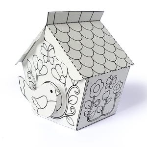 DIY Colouring Birdhouse Papercraft - Etsy