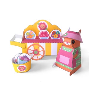 DIY Papercraft Kit, Flower Cart Playset, Pdf Paper Toy, Printable ...