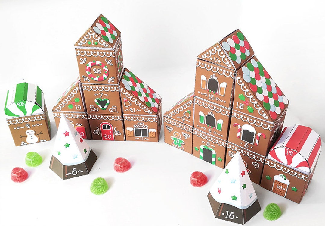 Printable Advent Calendar , Gingerbread Village, Christmas Decor ...