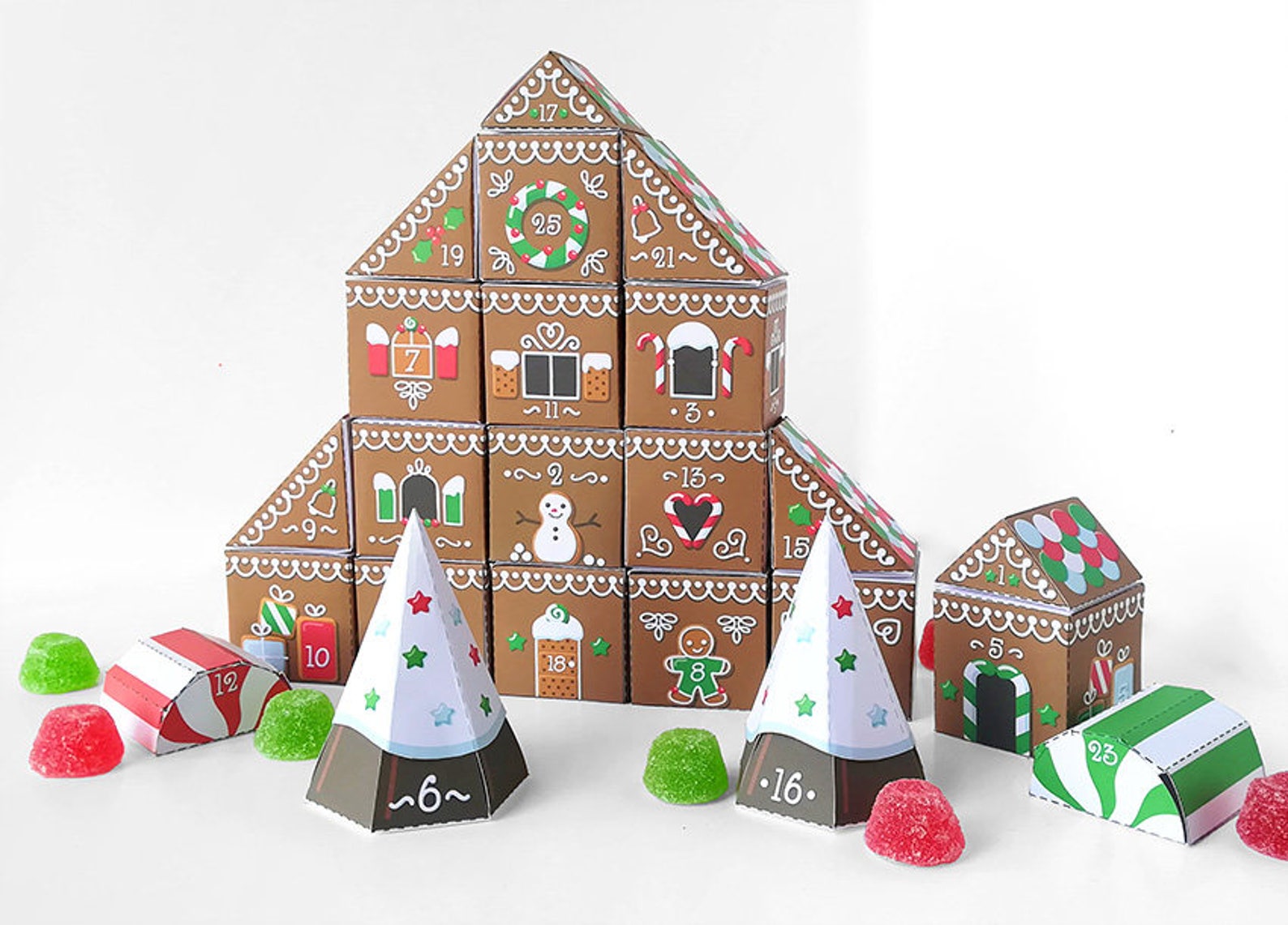 Printable Advent Calendar Gingerbread Village Christmas - Etsy