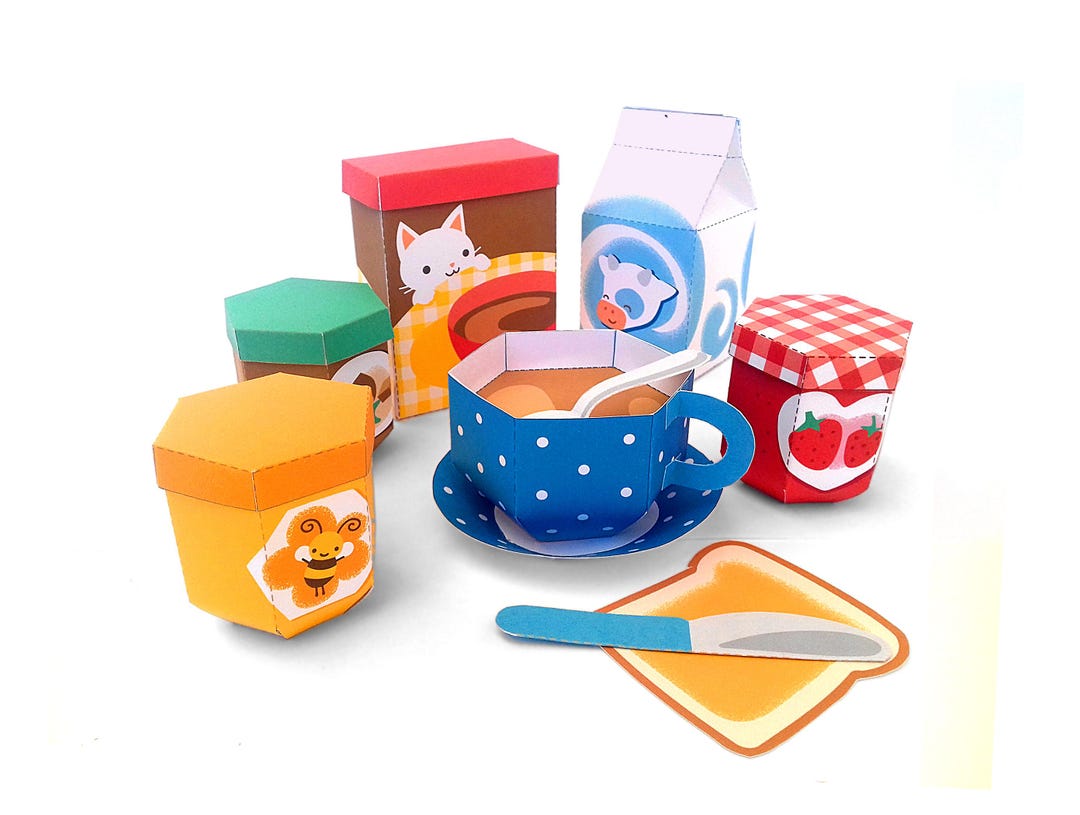 DIY Papercraft Kit Food Playset Pdf Paper Toy Breakfast Pretend Play ...