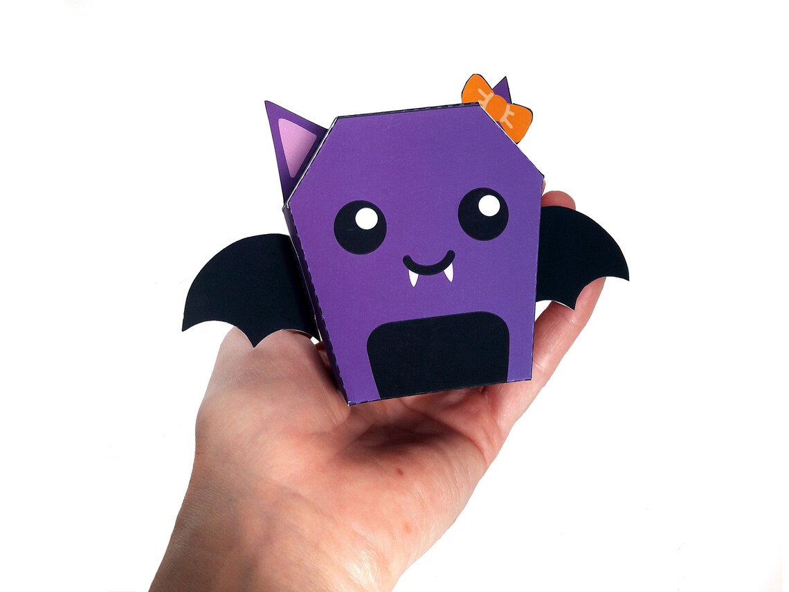Printable Halloween Favor Box Bat Paper Craft Kit DIY - Etsy