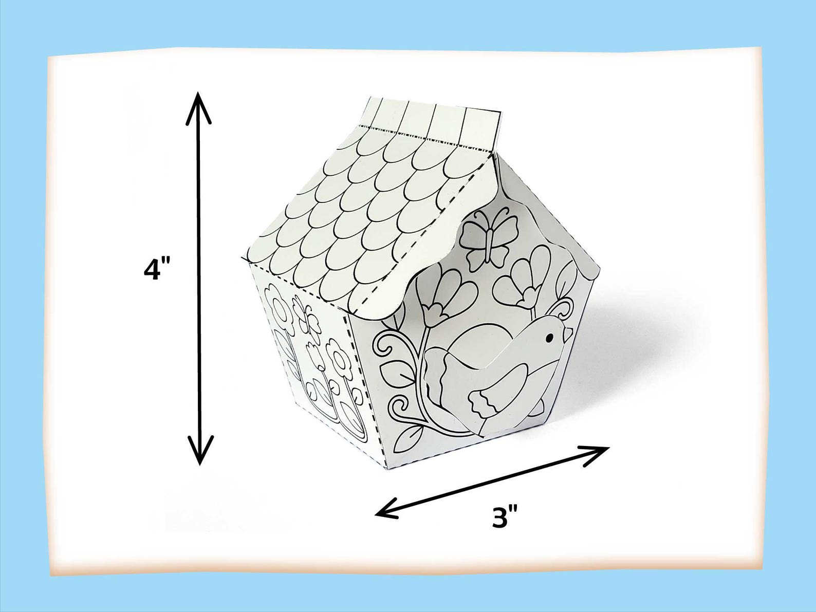 DIY Colouring Birdhouse Papercraft - Etsy UK